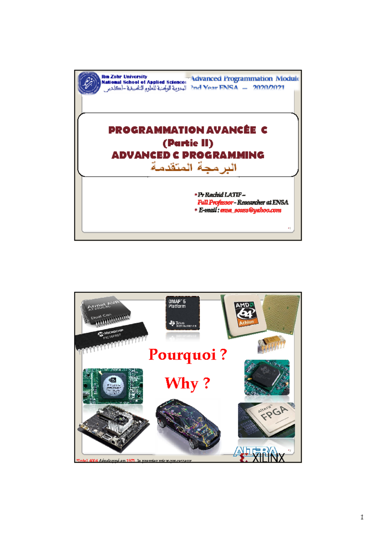 Support Cours P 1 Prog C-II ENSA2 29-03-2021 - pdf - PROGRAMMPROGRAMMAATION AVANCÉE CTION ...