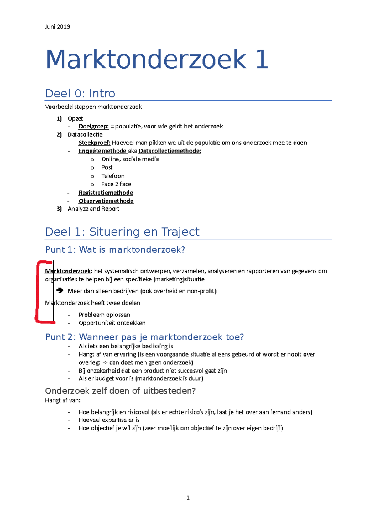 Marktonderzoek 1 samenvatting - Marktonderzoek 1 Deel 0: Intro ...