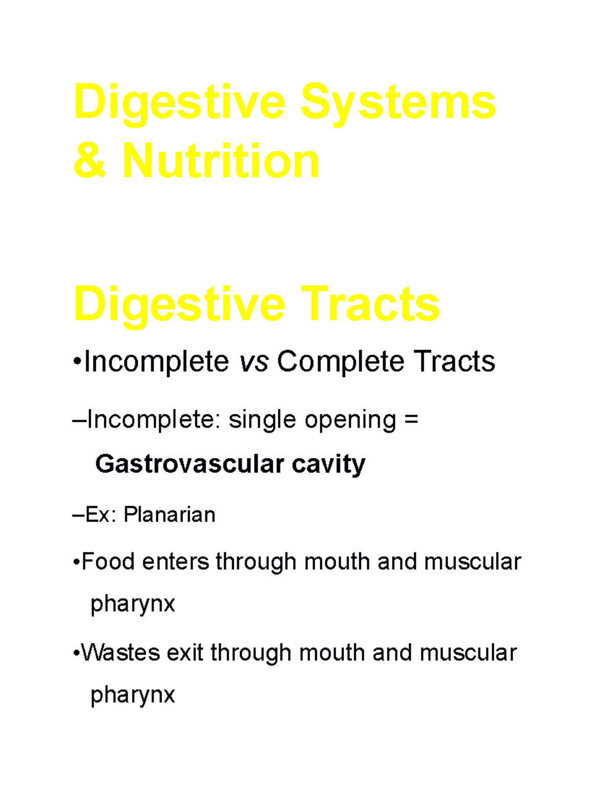 Document 18 - BIOL lec notes digestive - Digestive Systems & Nutrition ...