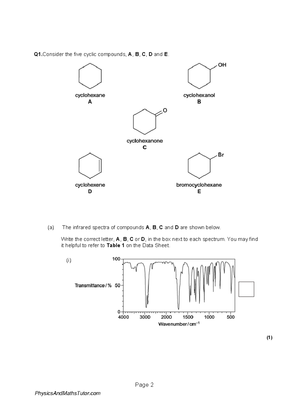 Infrared Spectroscopy 3 QP - Page 2 Q1 the five cyclic compounds, A, B ...