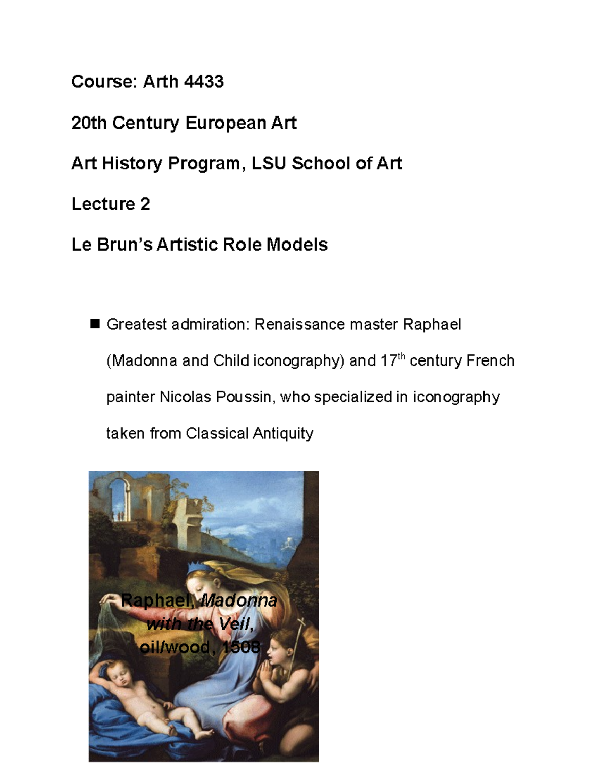Le Bruns - 18th art century history notes from ppt - Course: Arth 4433 ...