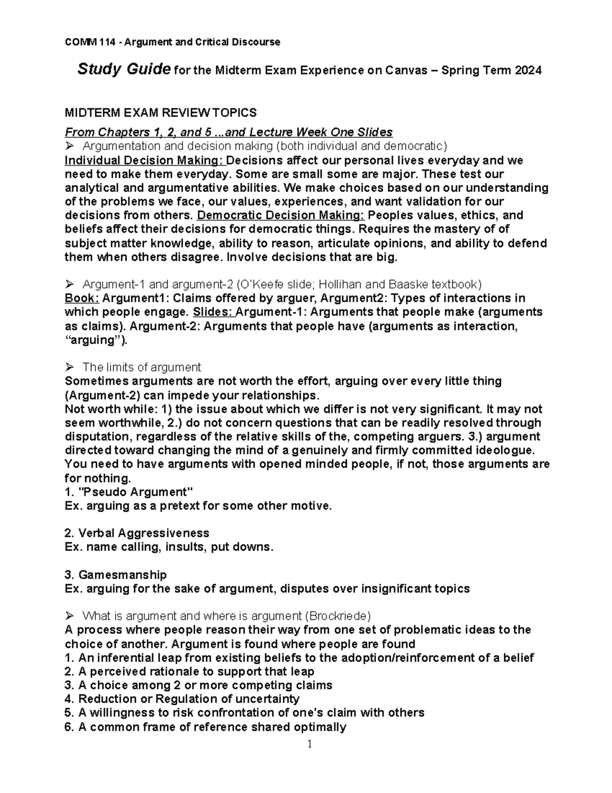 Nothing is here - COMM 114 - Argument and Critical Discourse Study ...