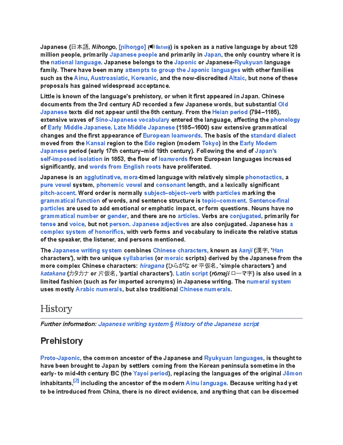 Japanese - notes - Japanese (日本語, Nihongo, [ɲihoŋɡo] ( listen)) is ...