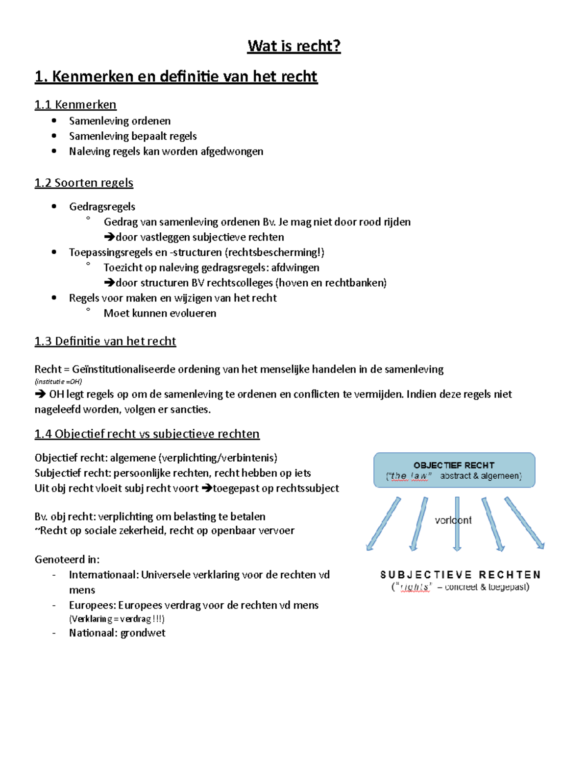 1.Kenmerken en definitie van het recht - Wat is recht? 1. Kenmerken en ...