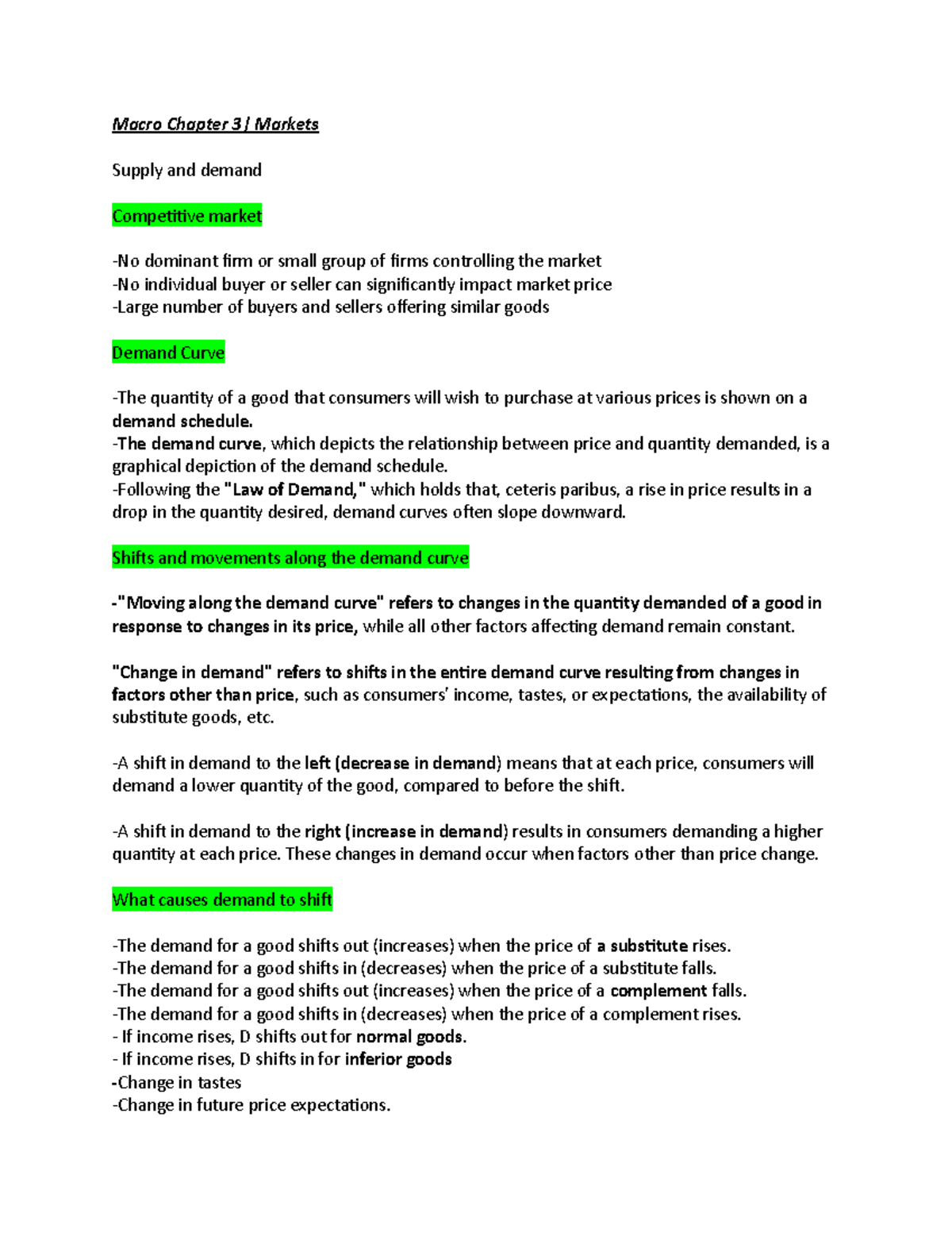 Micro Chapter 3 Demand - Macro Chapter 3| Markets Supply and demand ...