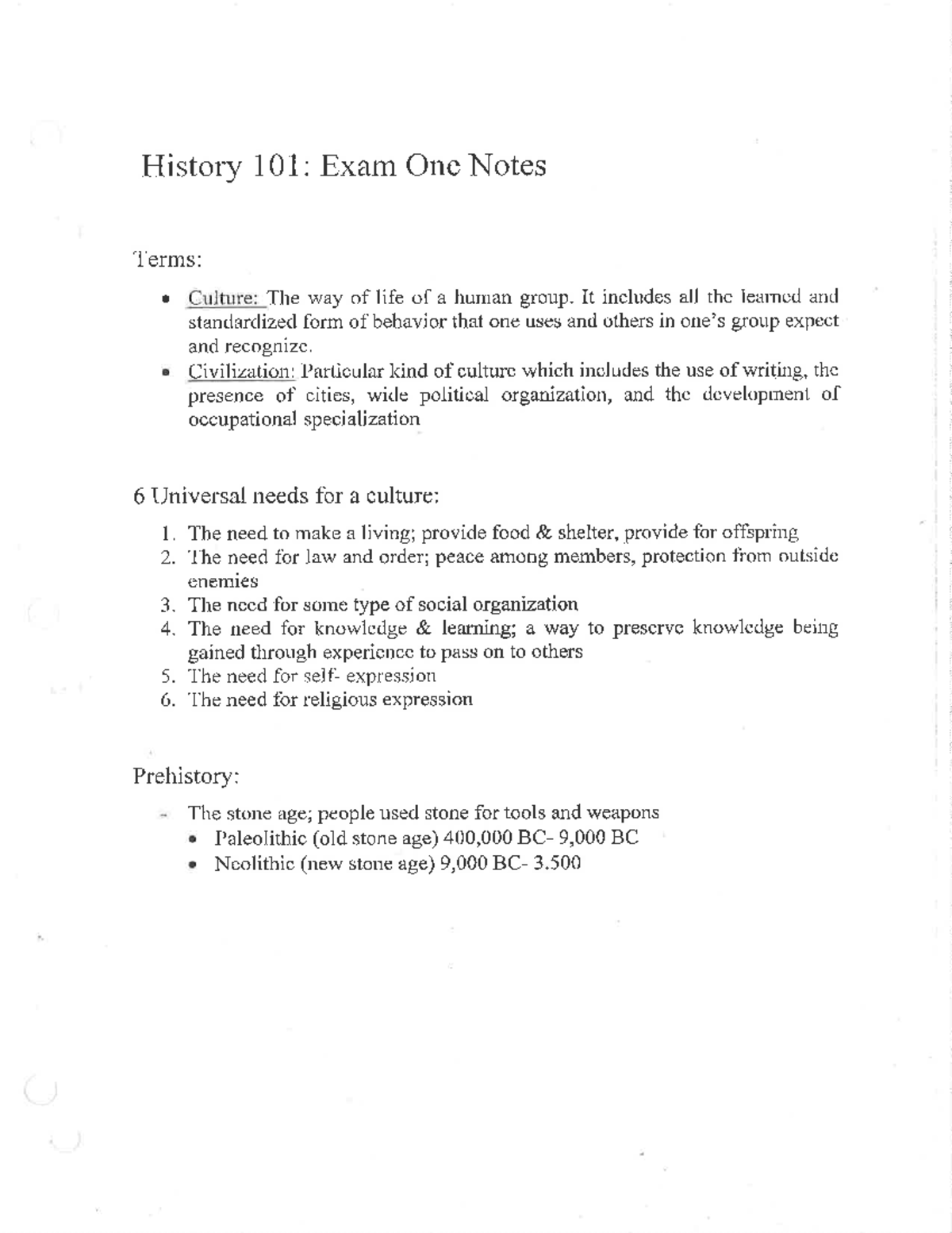 History 101 notes - HIST 101 - Studocu