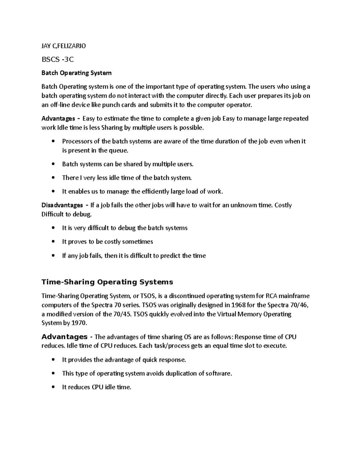 Felizario Opersys ACT2 - JAY C,FELIZARIO BSCS -3C Batch Operating ...