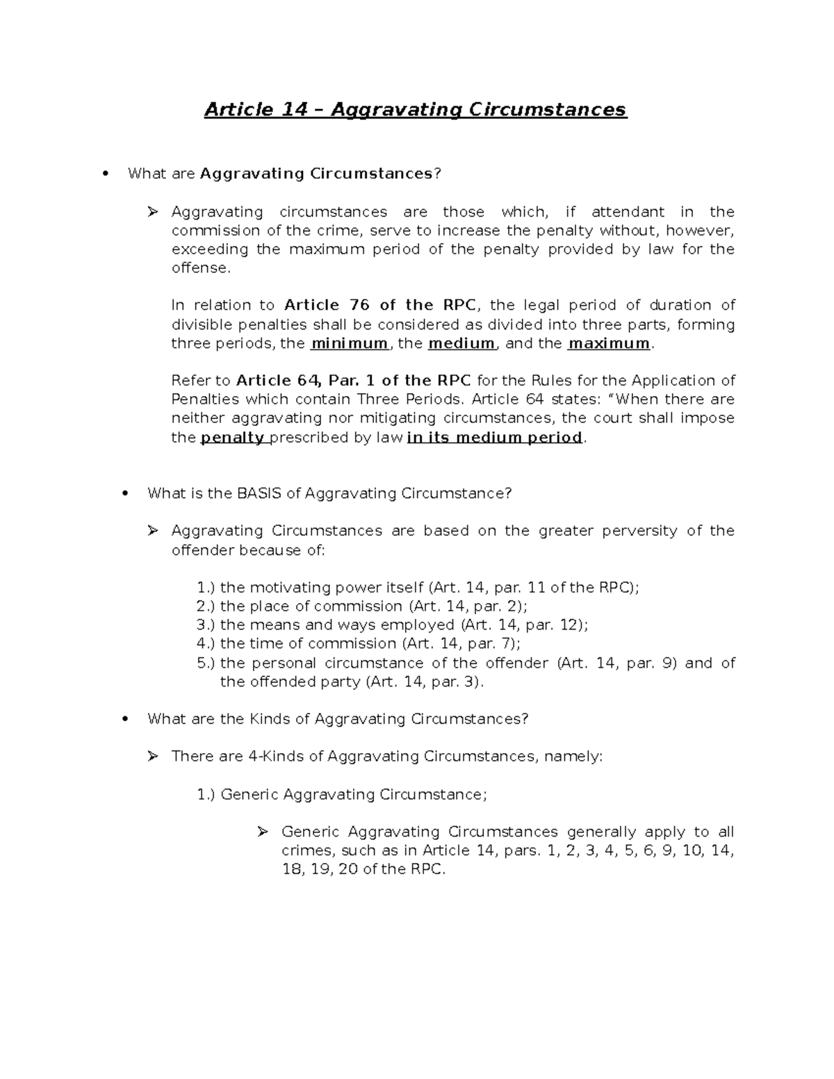 Article 14-Aggravating Circumstances - Article 14 – Aggravating ...