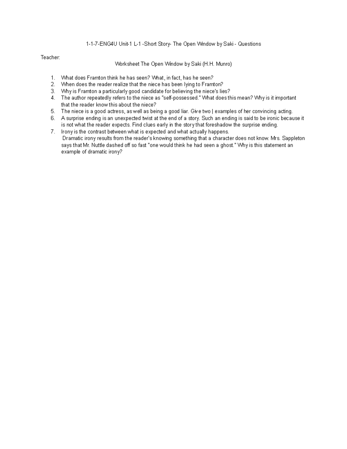 Untitled document-3 - English assignment - 1-1-7-ENG4U Unit-1 L-1 ...