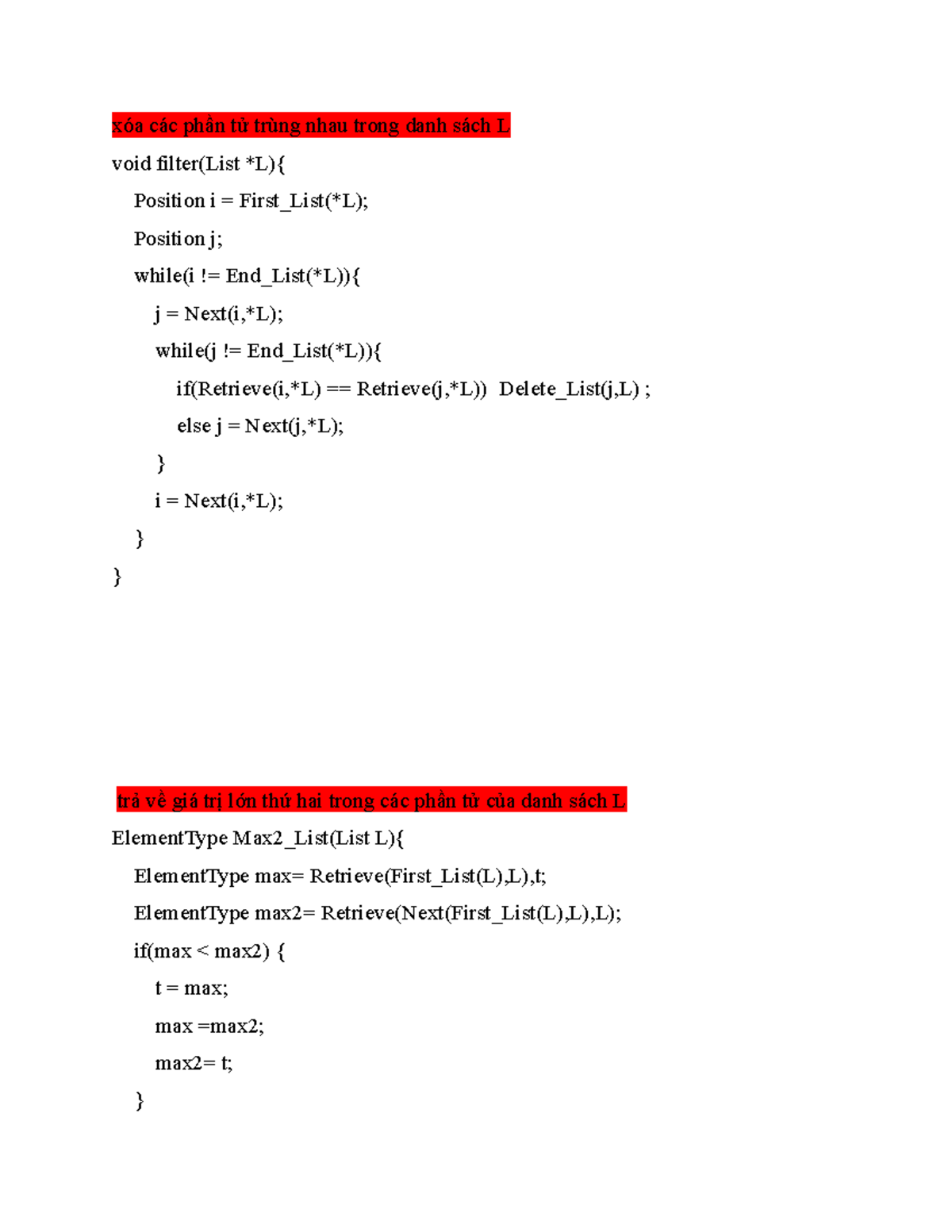 Cấu trúc dữ liệu - xóa các phần tử trùng nhau trong danh sách L void ...