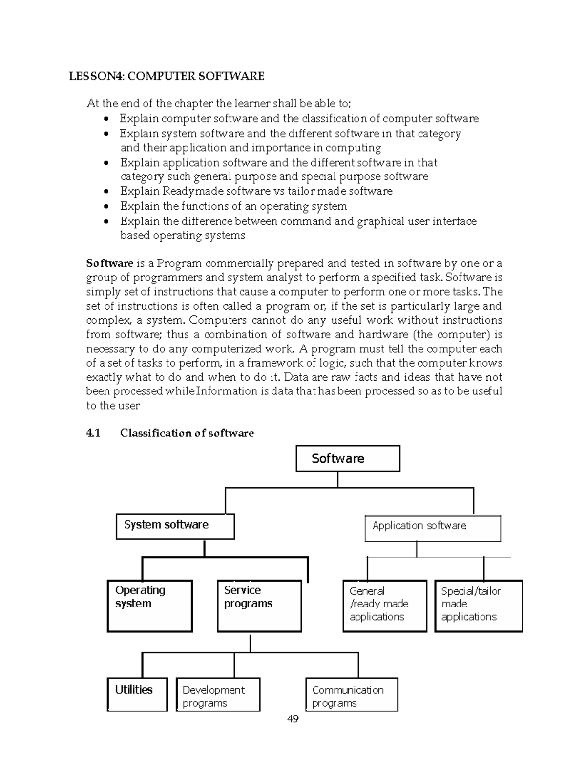 Lesson 4 Computer Software - LESSON4: COMPUTER SOFTWARE At the end of ...