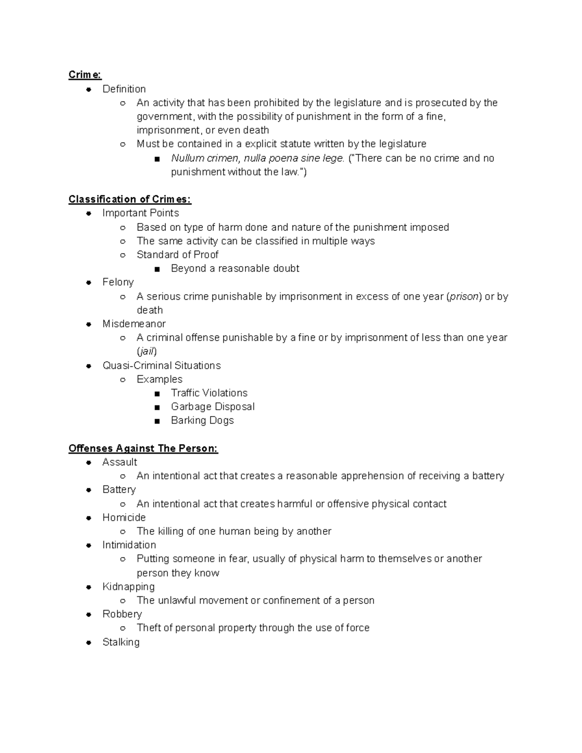 Classifying Crime - Crime: Definition An activity that has been ...