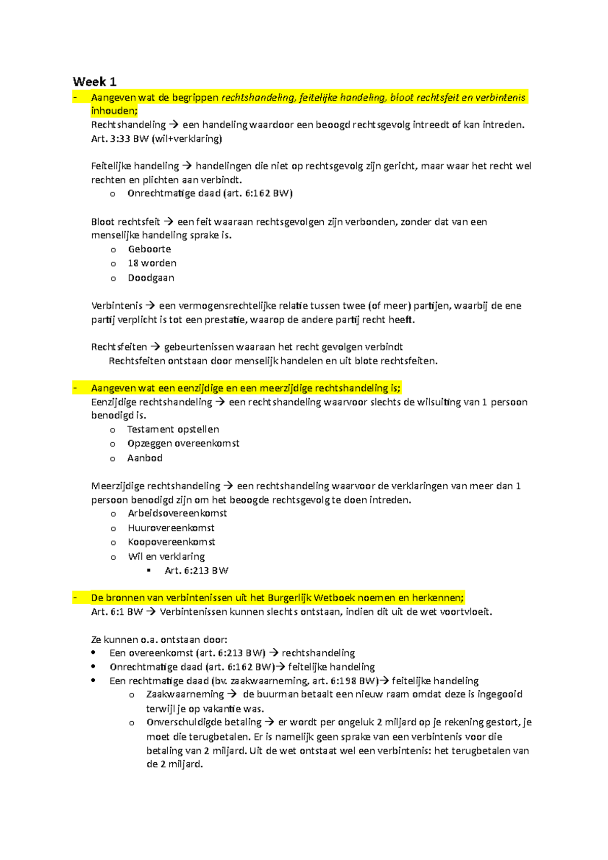 Leerdoelen VR - Week 1 Aangeven wat de begrippen rechtshandeling ...