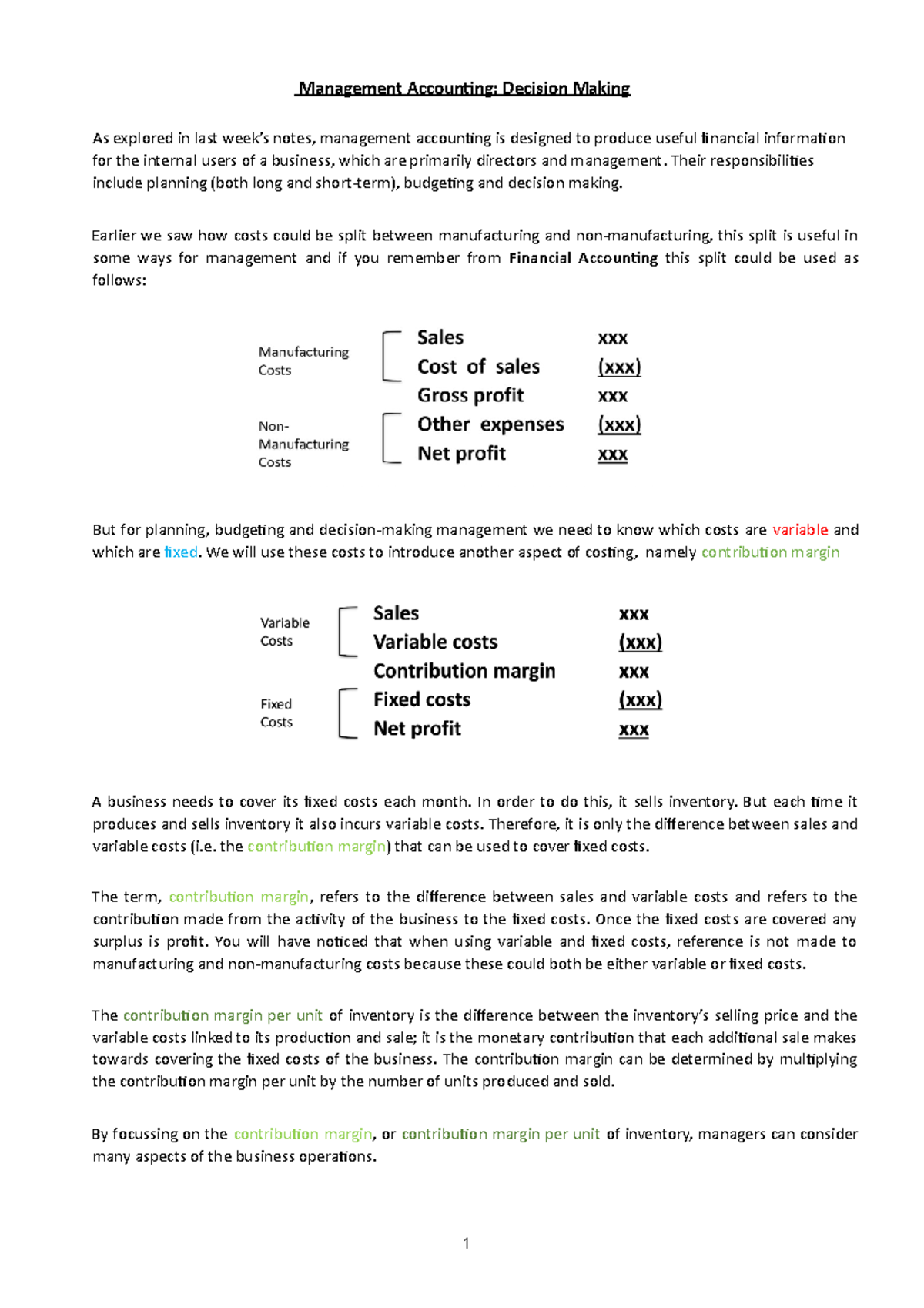 Management Accounting; Decision Making - Their responsibilities include ...