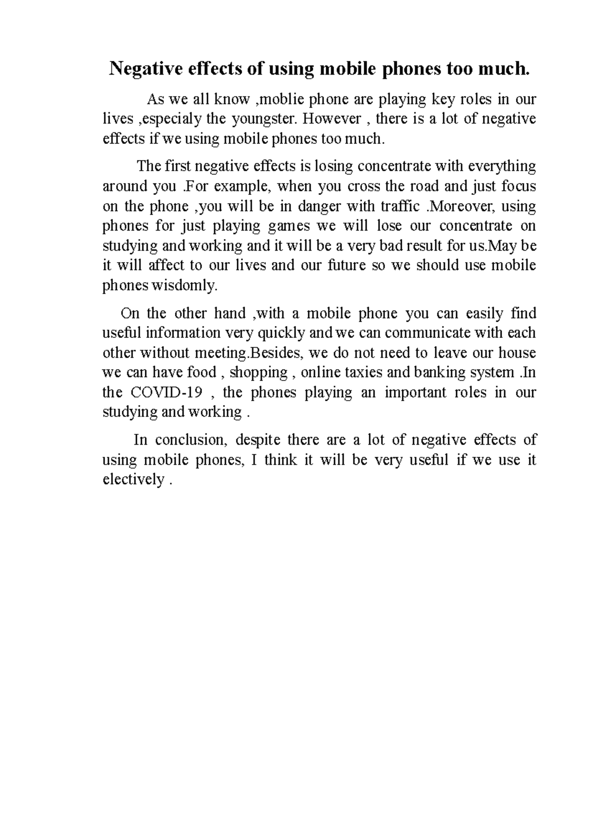 Homework 1 - Bài tập tin - Negative effects of using mobile phones too ...