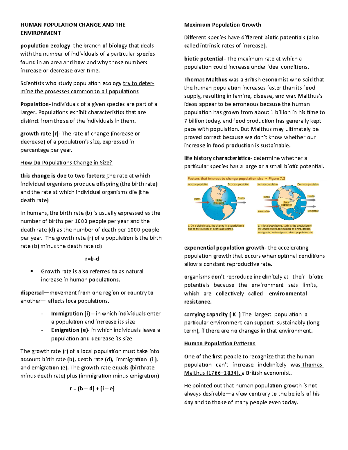Human Population Change AND THE Environment - HUMAN POPULATION CHANGE ...