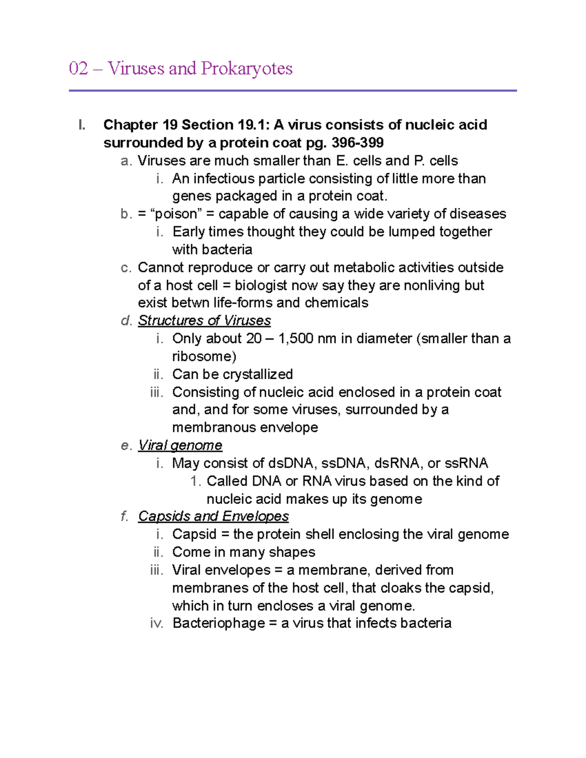 02 – Viruses and Prokaryotes - 02 – Viruses and Prokaryotes I. Chapter ...