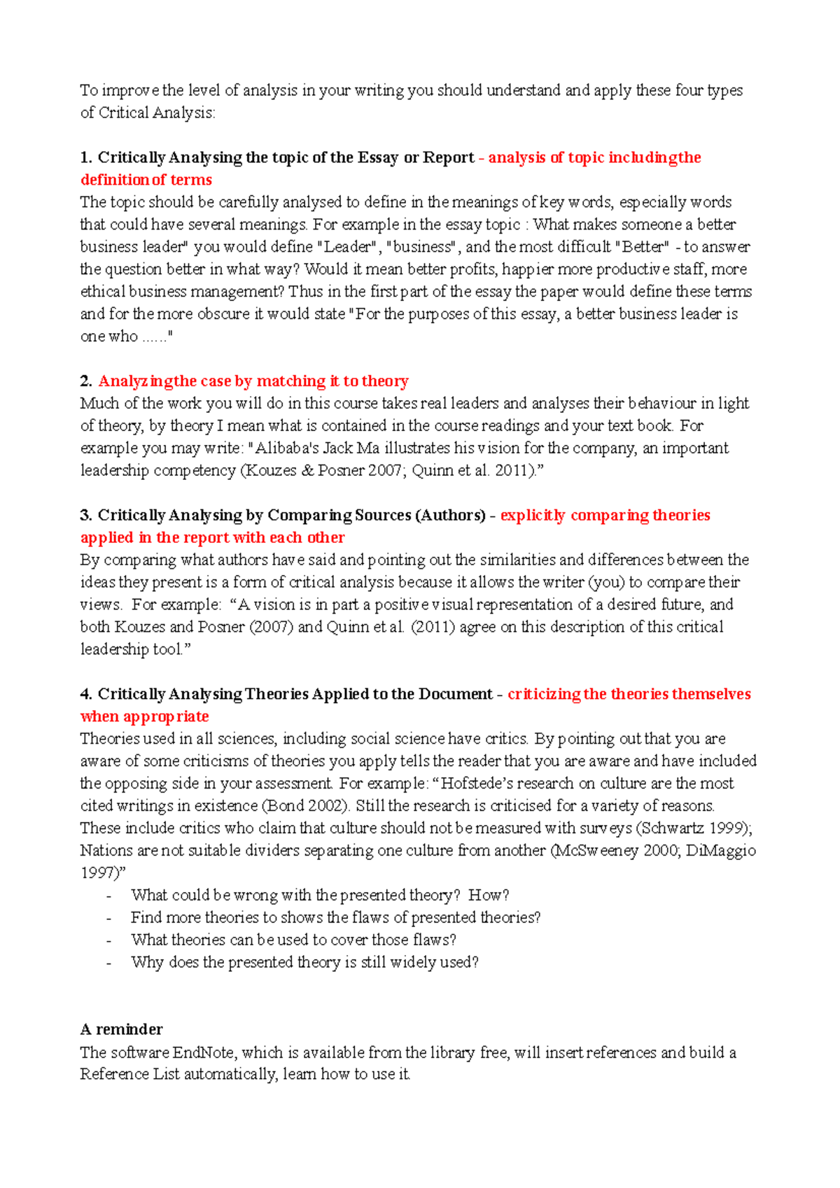 Critical-analysis-explanation - To improve the level of analysis in ...