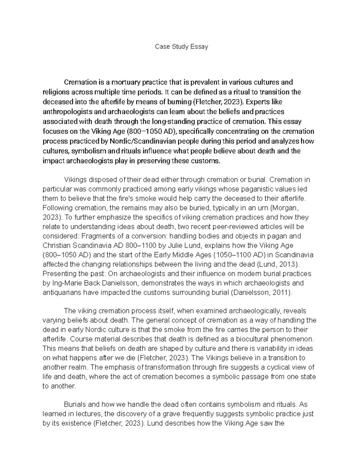 Case Study Essay - Case Study Essay Cremation is a mortuary practice ...