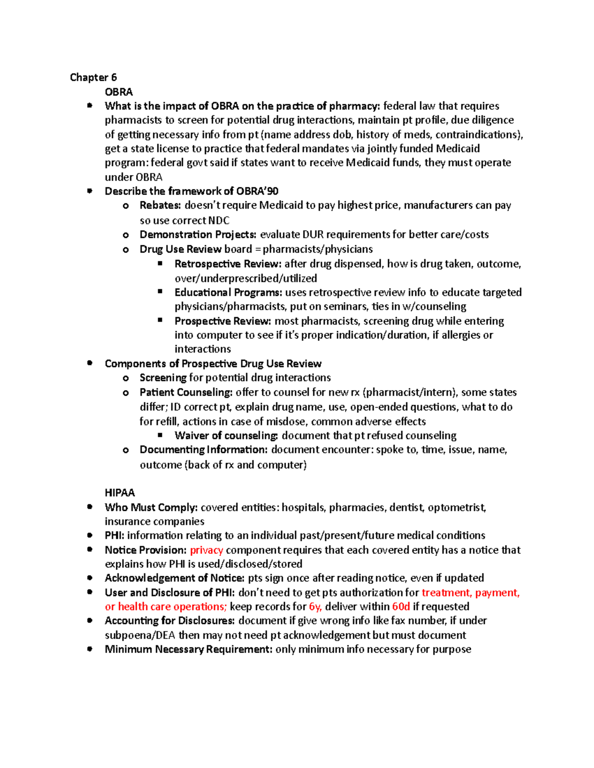 Law EXAM 2 Study Guide - Dr. Frankhauser - Chapter 6 OBRA What is the ...
