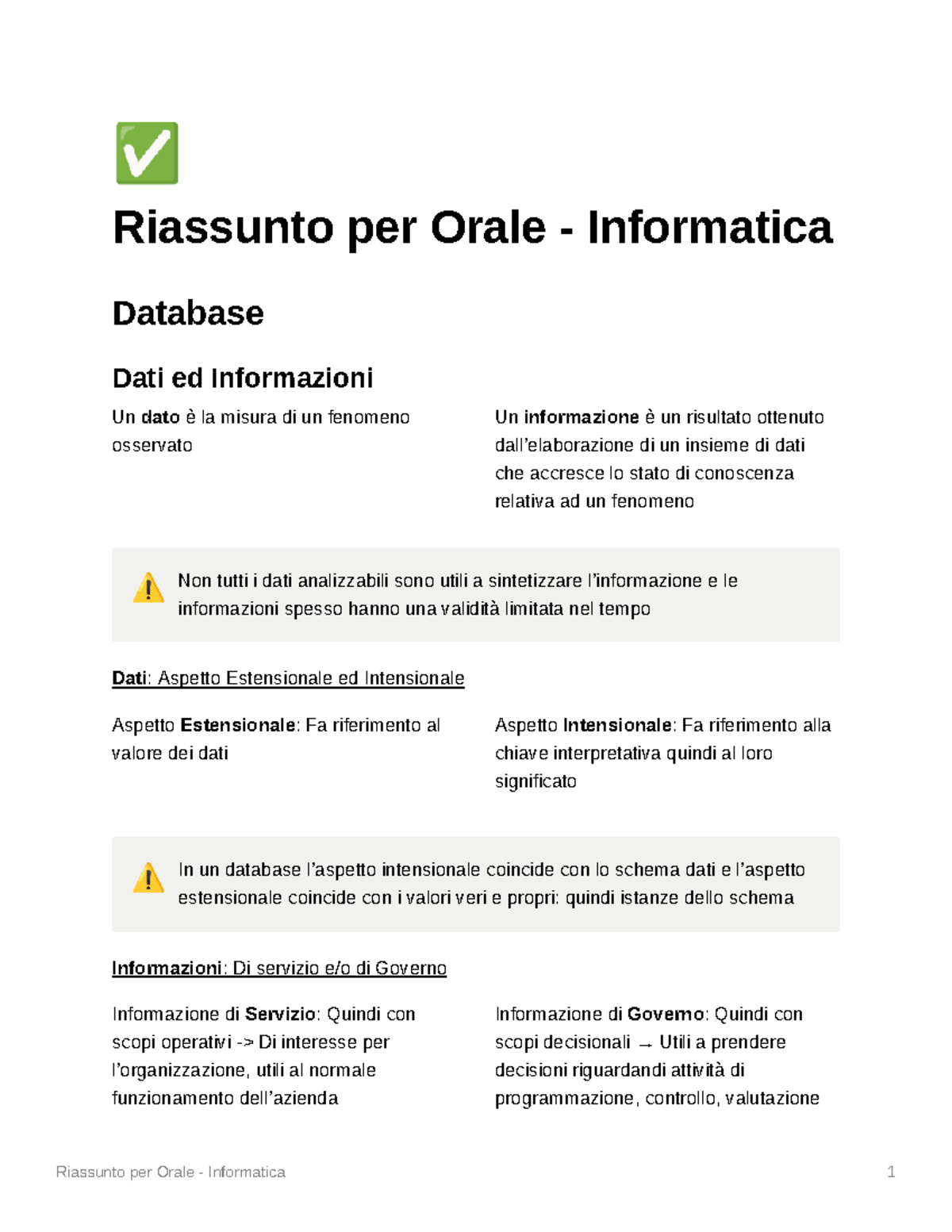 Programma Completo Informatica, Database - Riassunto per Orale ...