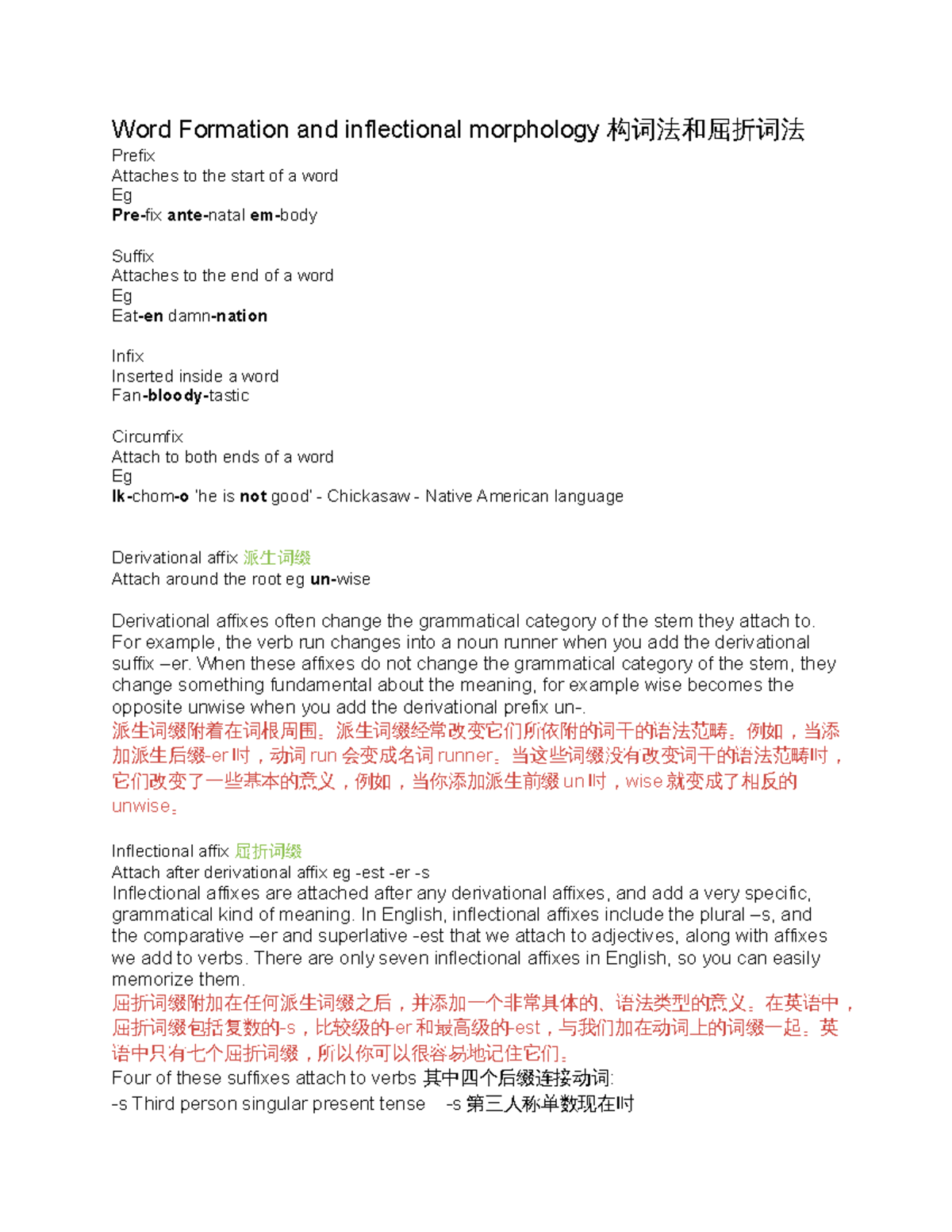 Week3 con Word Formation and inflectional morphology - Word Formation ...