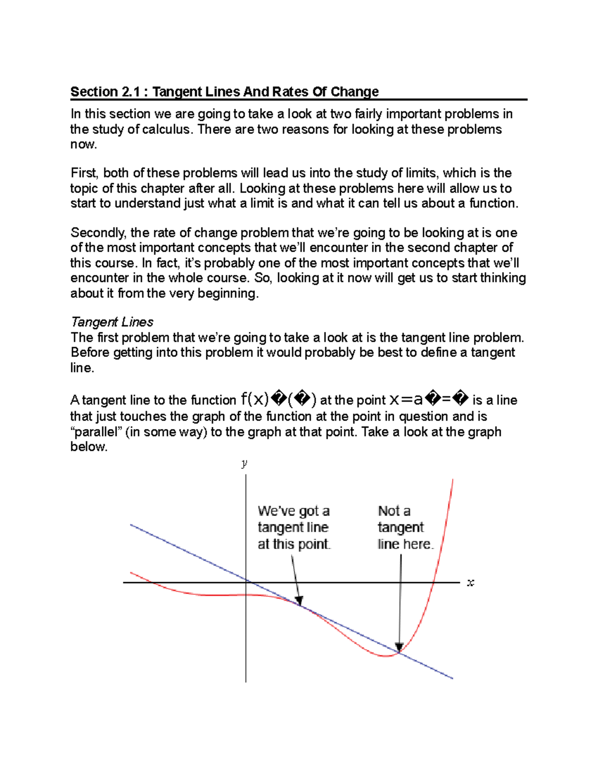 Section 2 - Tangent Lines And Rates Of Change - MAT 1351 - St. Joe's ...