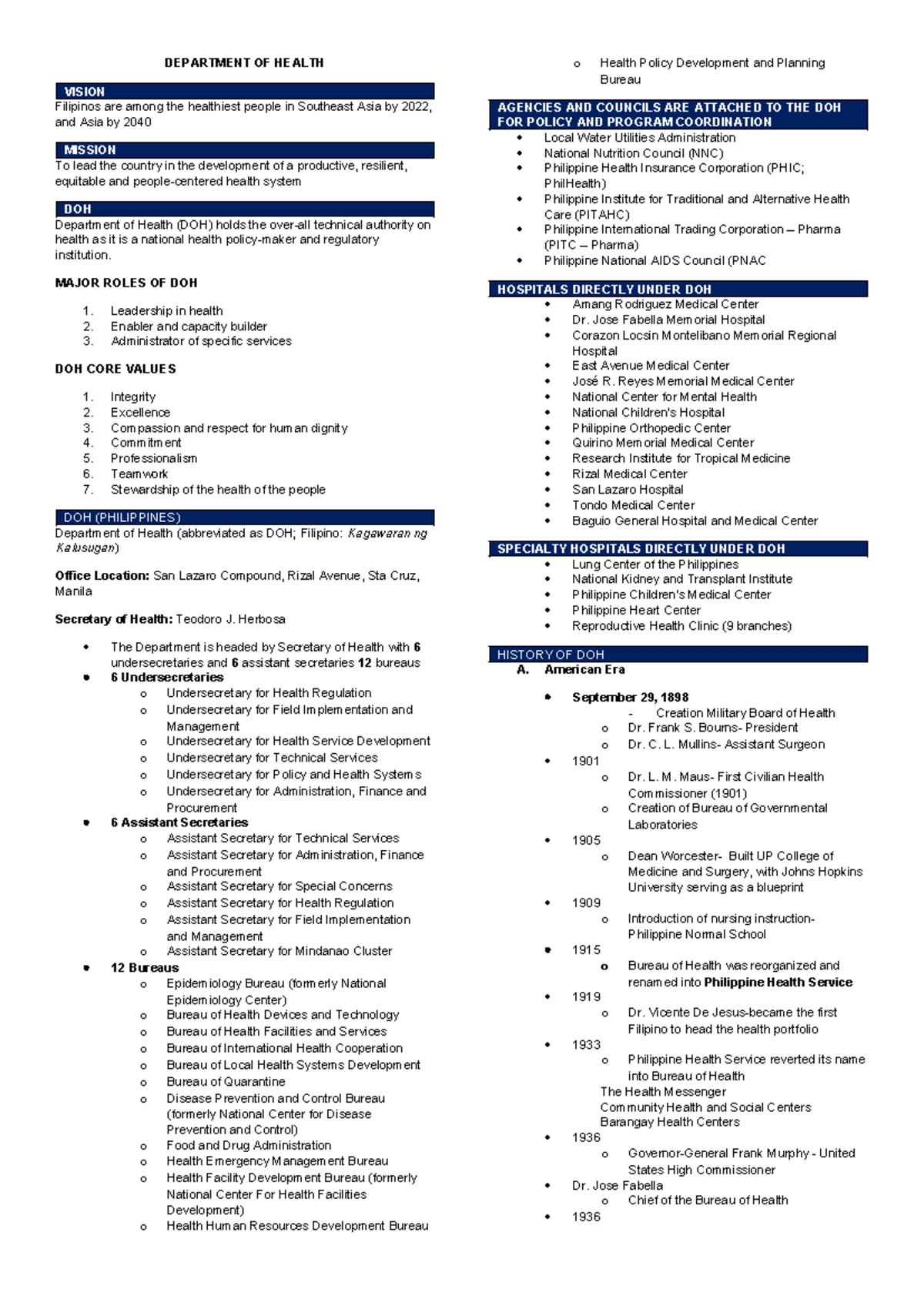 Department OF Health AND Levels OF Prevention - DEPARTMENT OF HEALTH ...