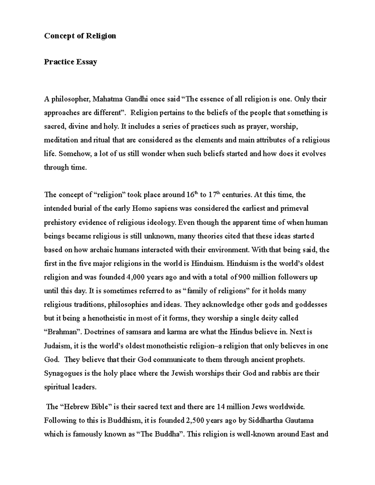 Concept of Religion Practice Essay - Concept of Religion Practice Essay ...
