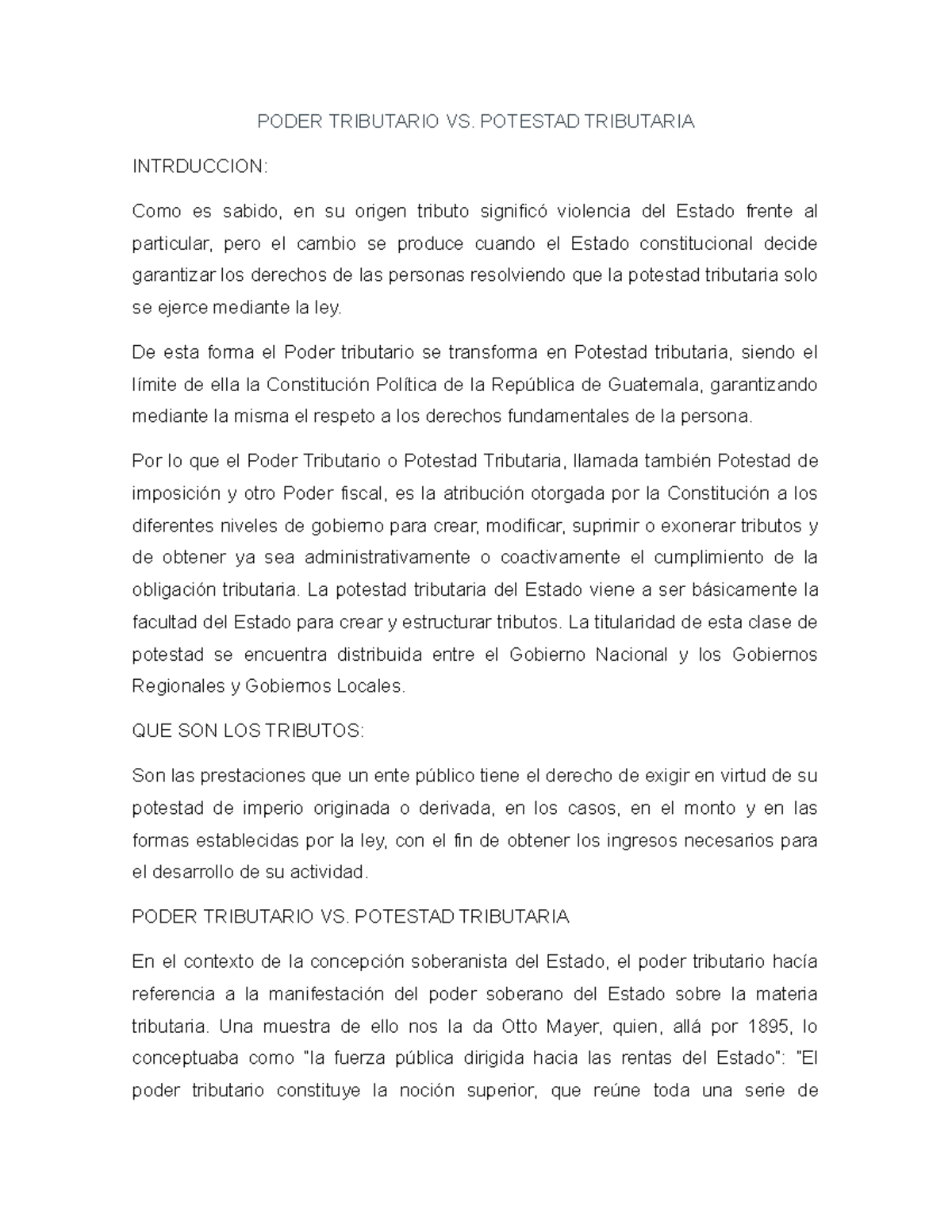 Poder Tributario y potestad - PODER TRIBUTARIO VS. POTESTAD TRIBUTARIA ...