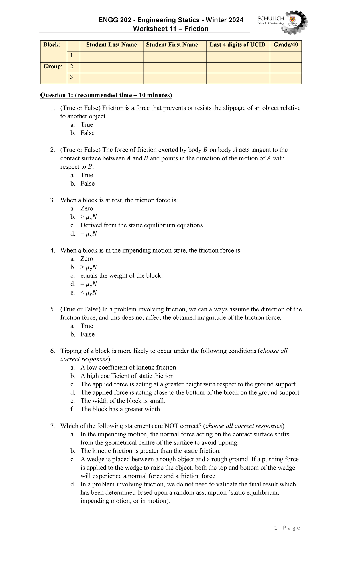 Worksheet 11 - Notes - Worksheet 11 – Friction Block: Student Last Name ...