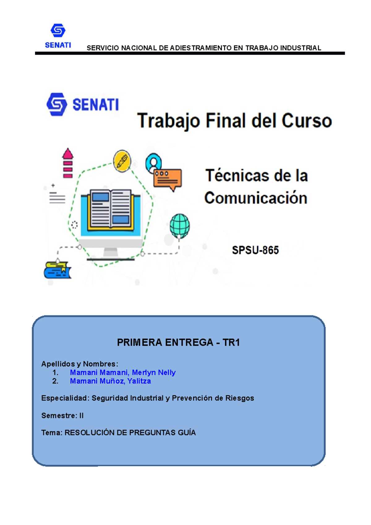Merlyn y Yalitza - Tarea de comunicación - SERVICIO NACIONAL DE ADIESTRAMIENTO EN TRABAJO ...