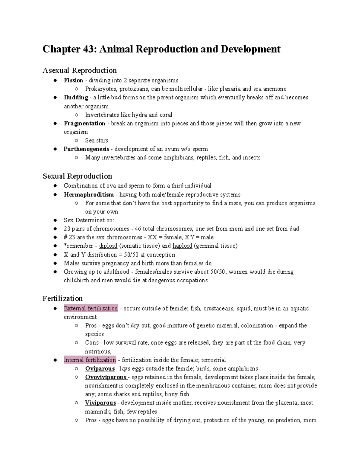 Animal Reproduction and Development - Chapter 43: Animal Reproduction ...