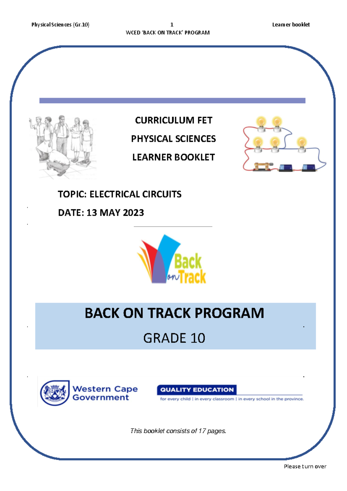 BOT (Gr.10) Learner booklet Electrical circuits - WCED ‘BACK ON TRACK ...