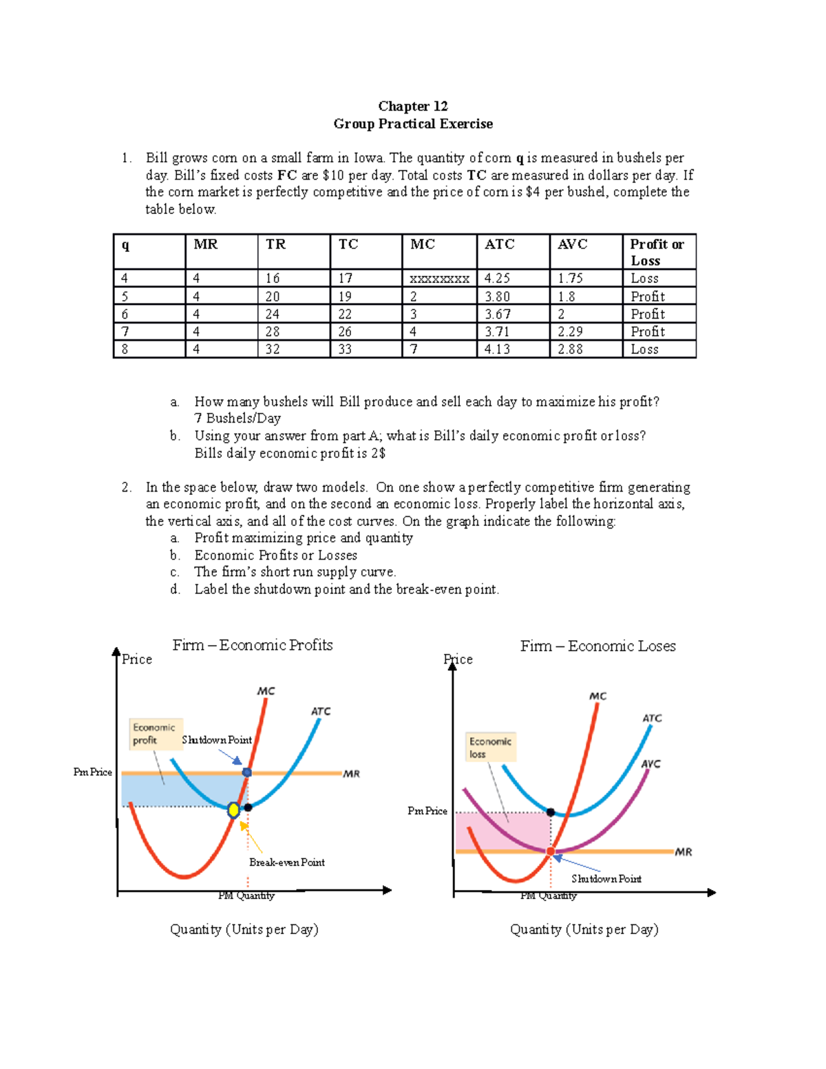 Chapter 12 Practice Problems - Chapter 12 Group Practical Exercise Bill ...