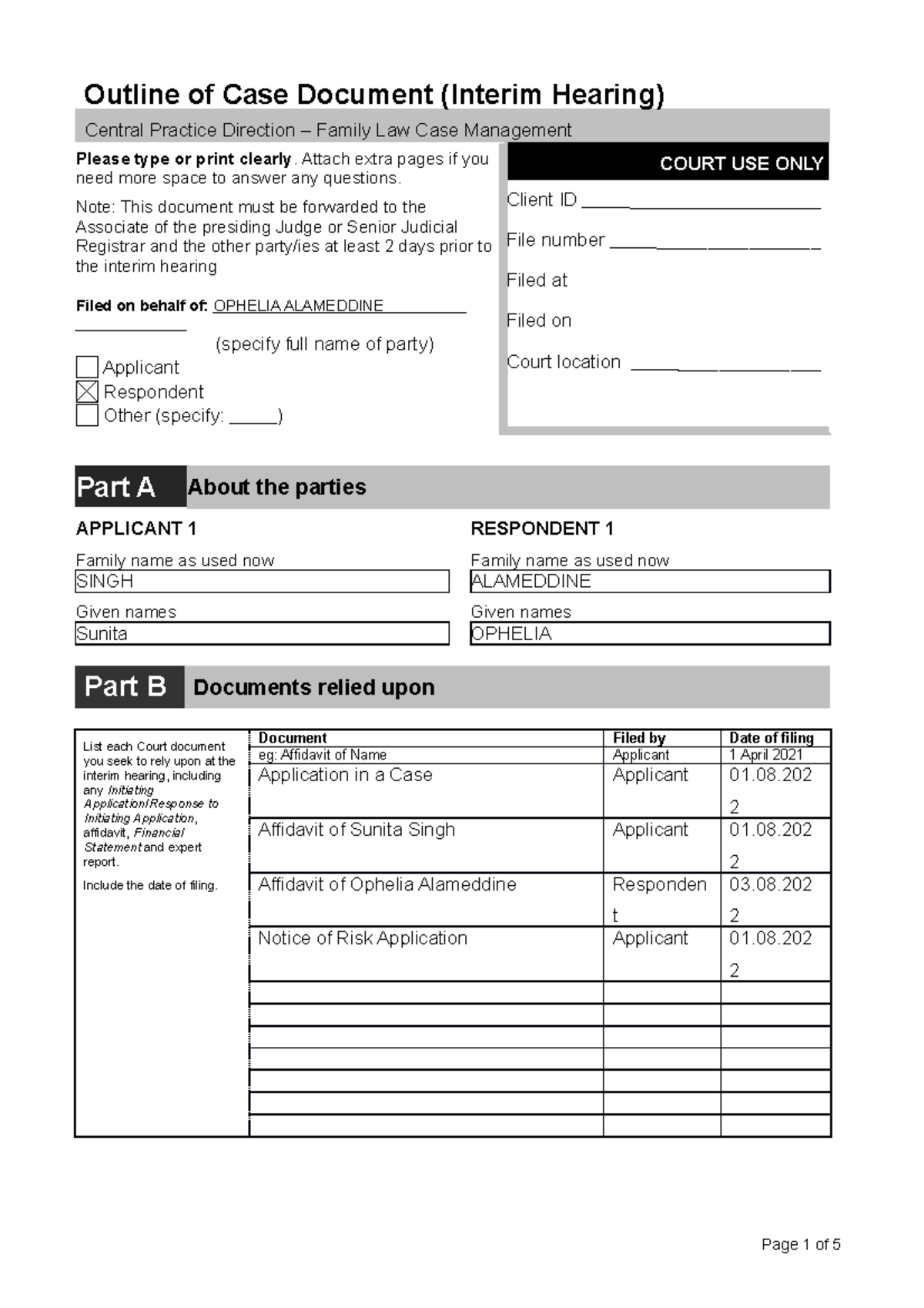 Caseoutline - Complete Assessment - Outline of Case Document (Interim ...