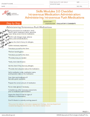Skills Checklist Blood Admin - EDUCATOR IMPLEMENTATION GUIDE atitesting ...