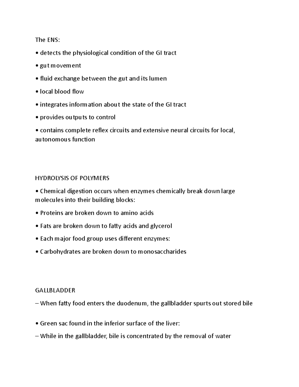 At - The ENS - Enteric Nervous System - The ENS: detects the ...