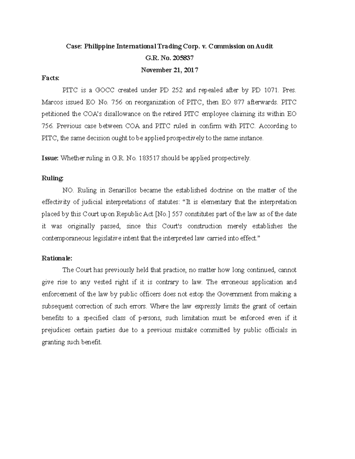 Stat Con 6 - Lecture Notes - Case: Philippine International Trading ...