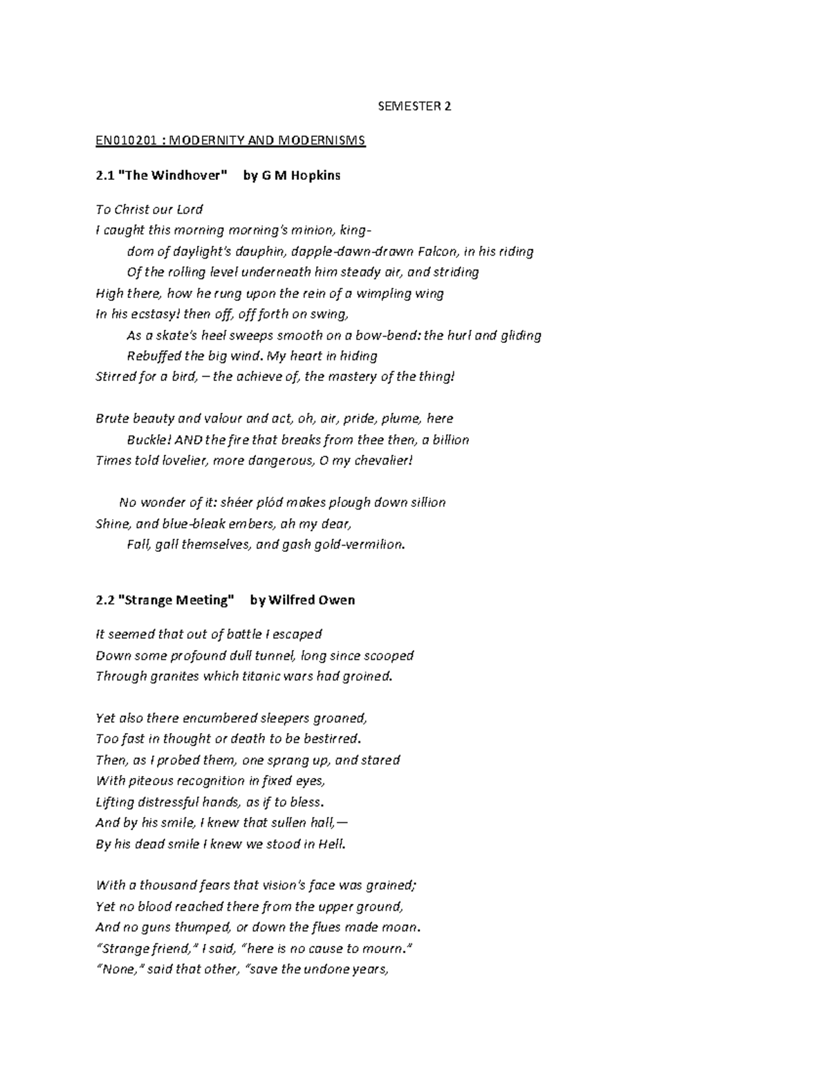 Mod 2 - Original text - SEMESTER 2 EN010201 : MODERNITY AND MODERNISMS ...