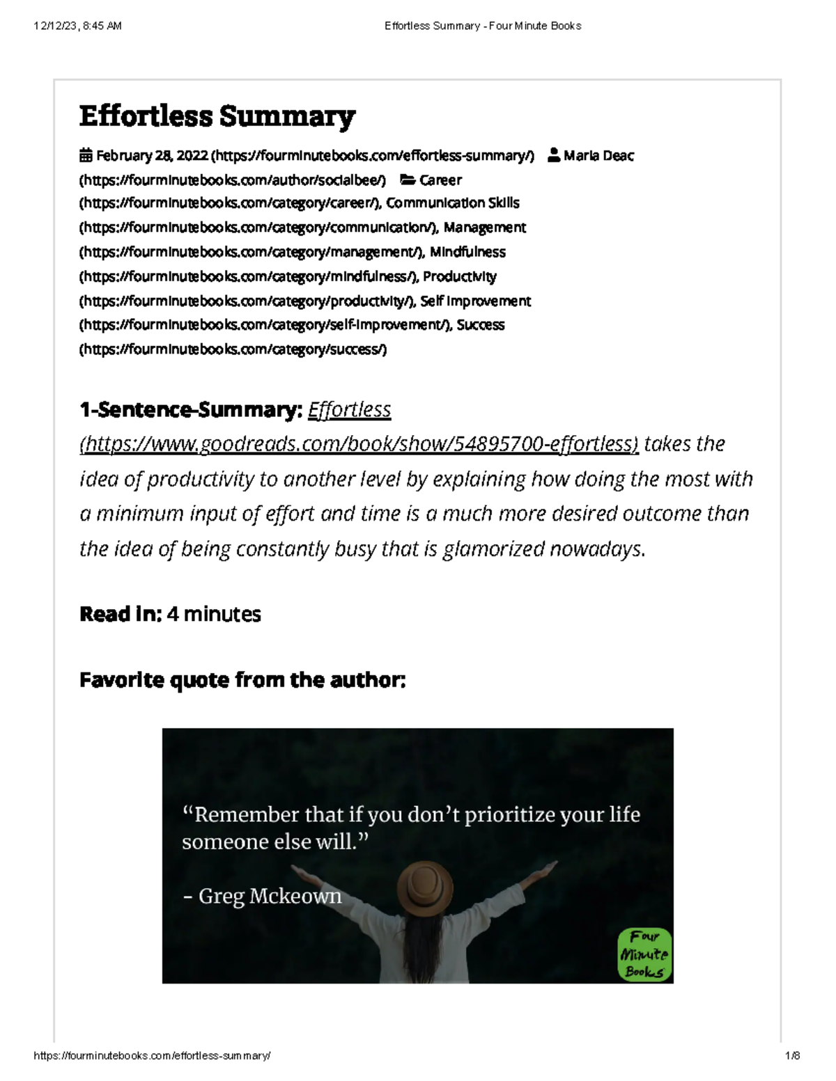 Effortless Summary - Four Minute Books - Effortless Summary February 28 ...