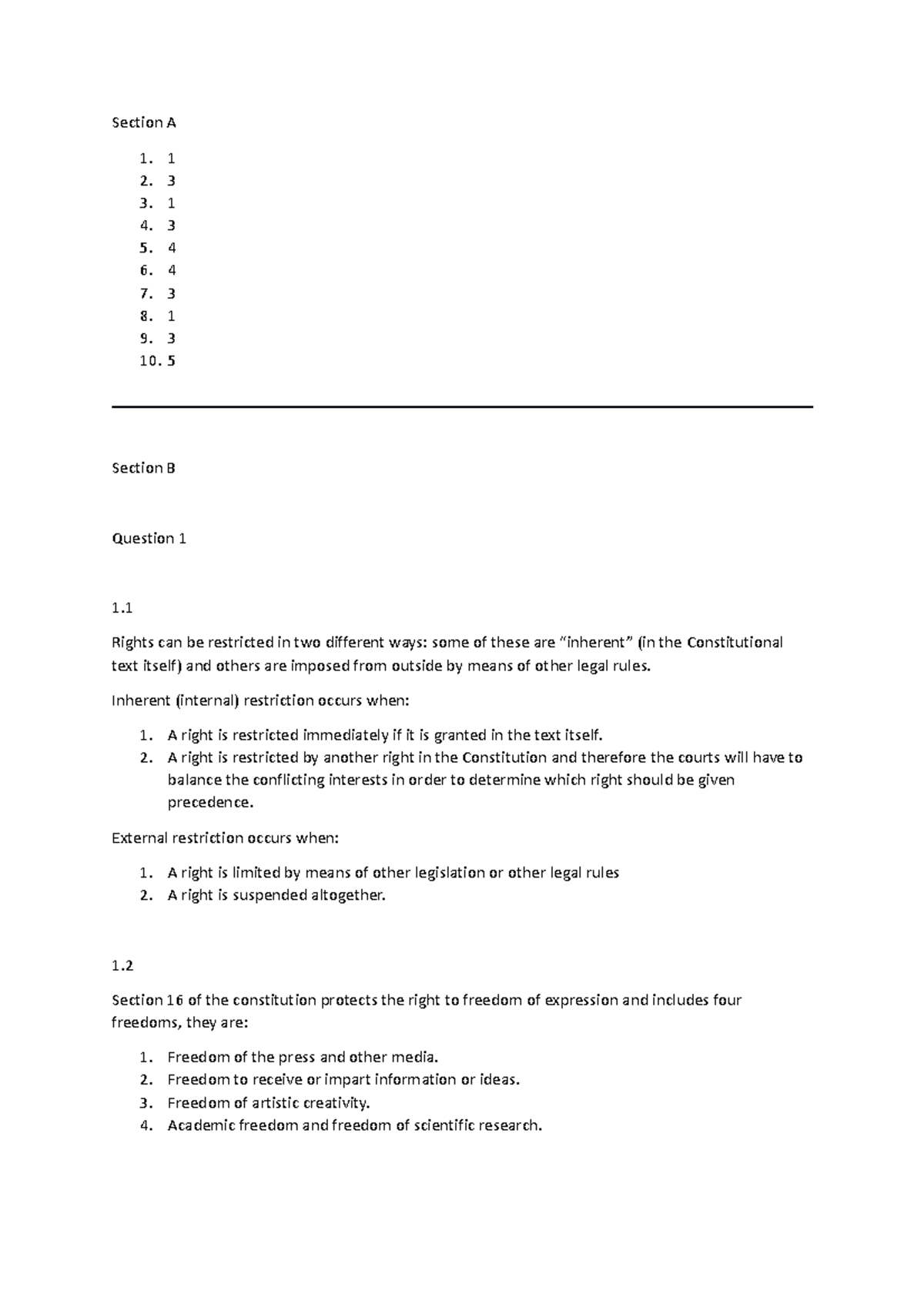 May-June-2017-my-answer - Section A 1 3 1 3 4 4 3 1 3 5 Section B ...