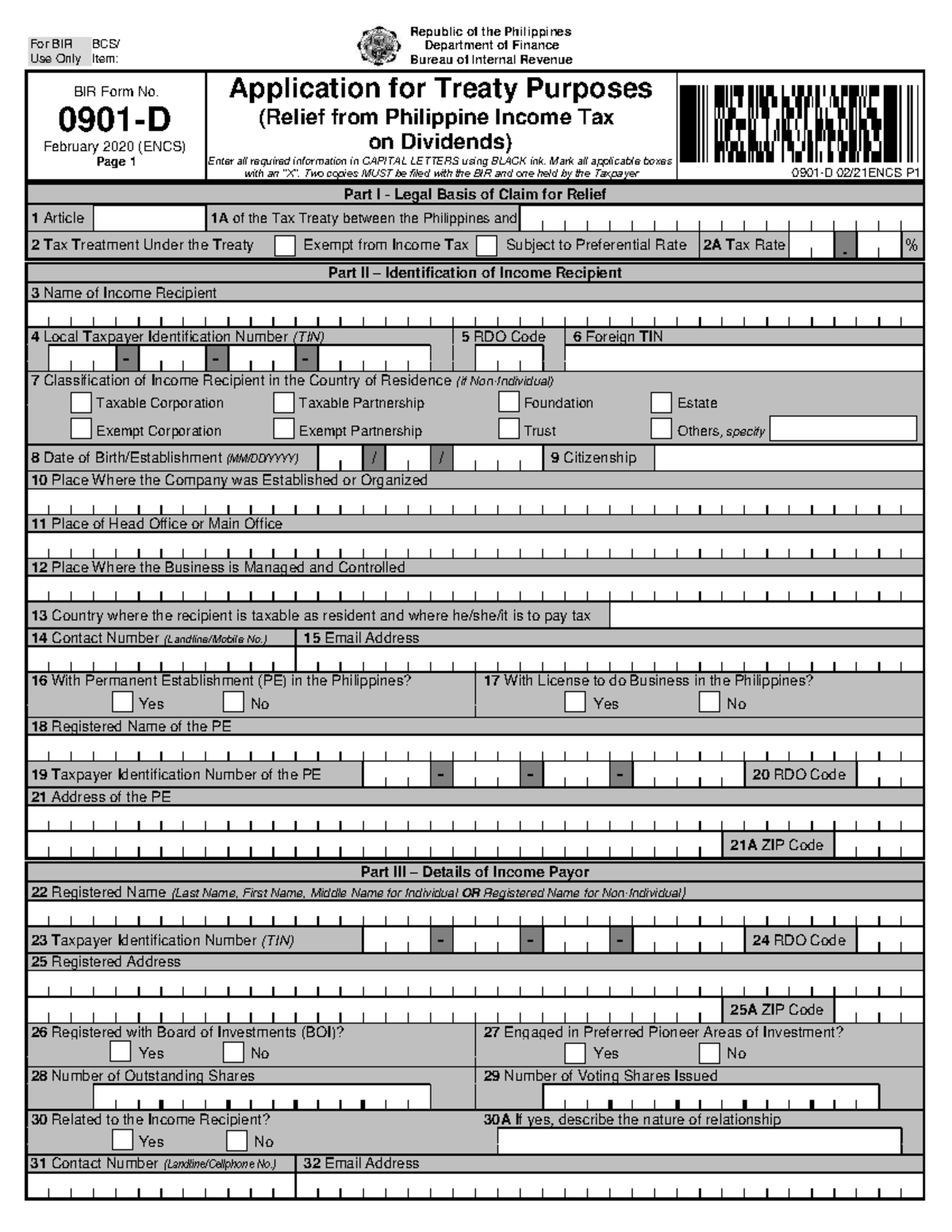 0901-D Final 03 - BIR Form - Republic of the Philippines Department of ...