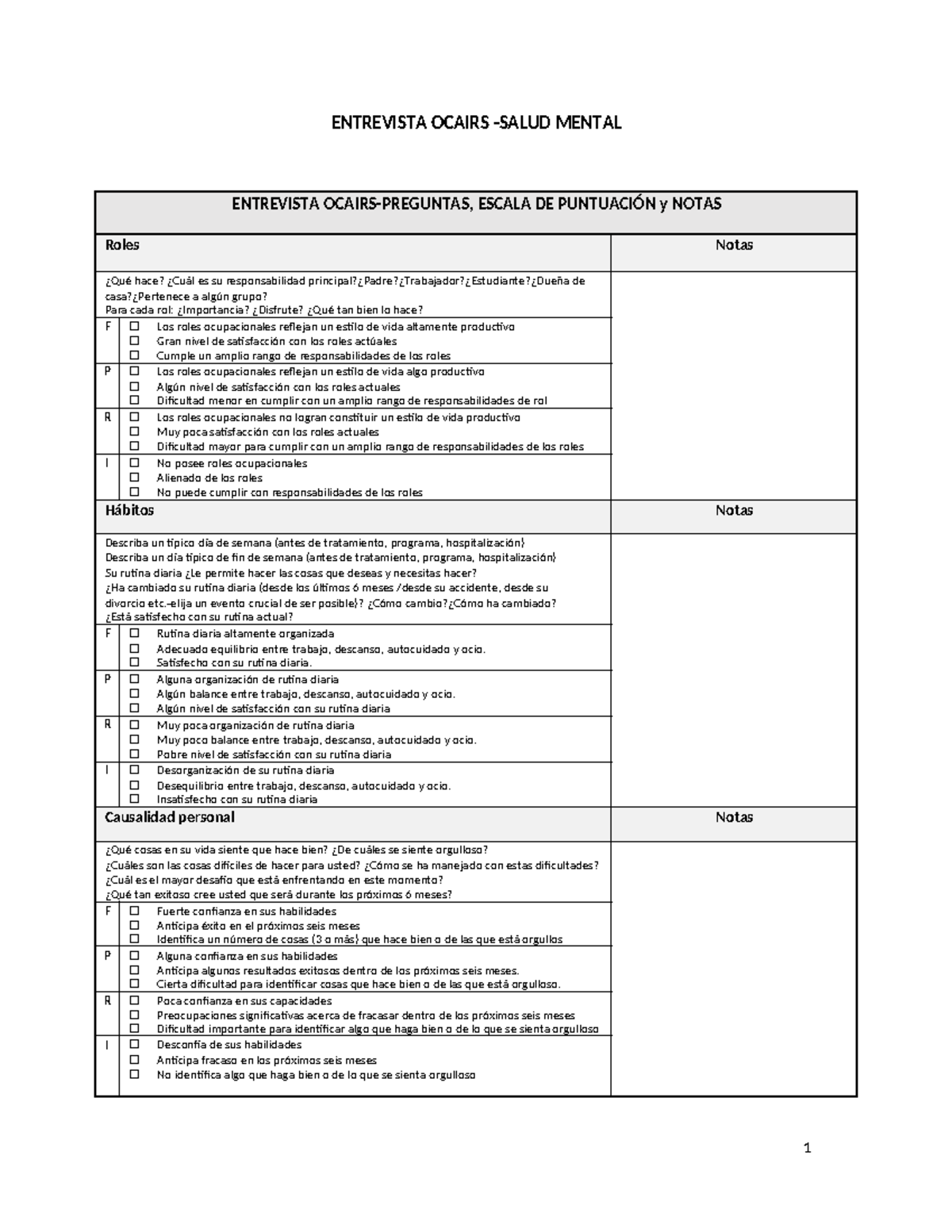 Ocairs - ENTREVISTA OCAIRS -SALUD MENTAL ENTREVISTA OCAIRS-PREGUNTAS ...
