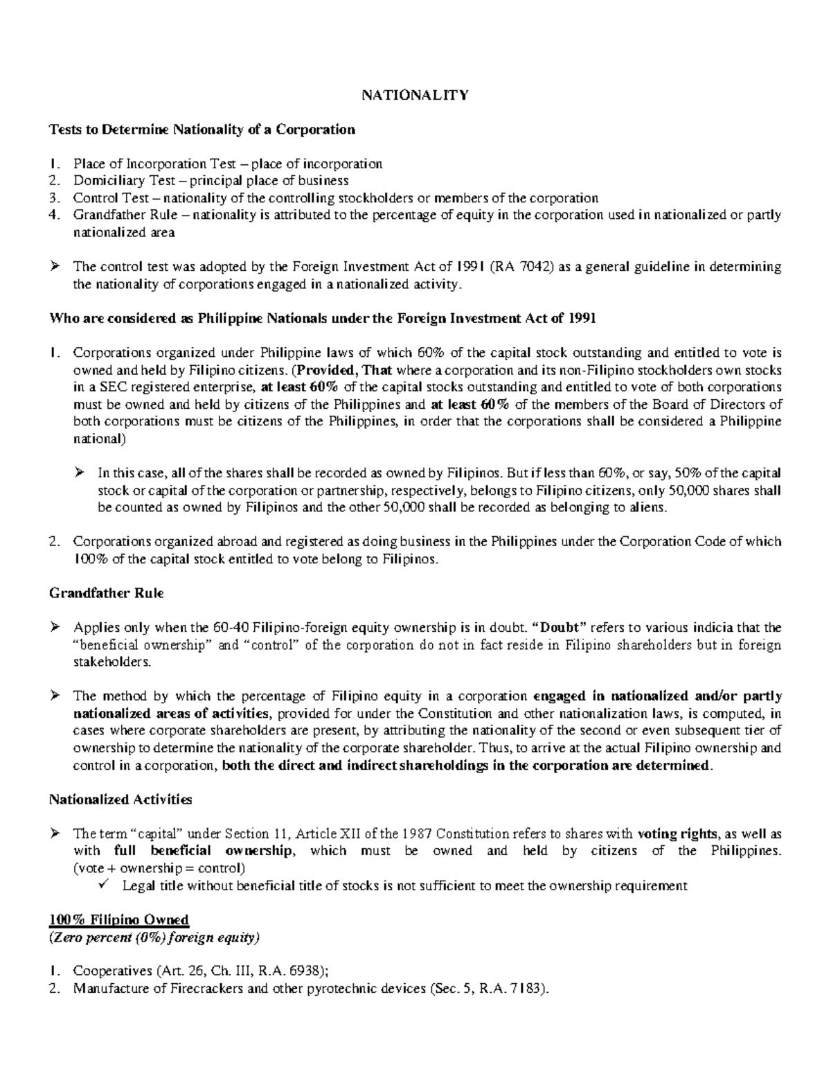 393364391 Nationality of Corporation - NATIONALITY Tests to Determine ...