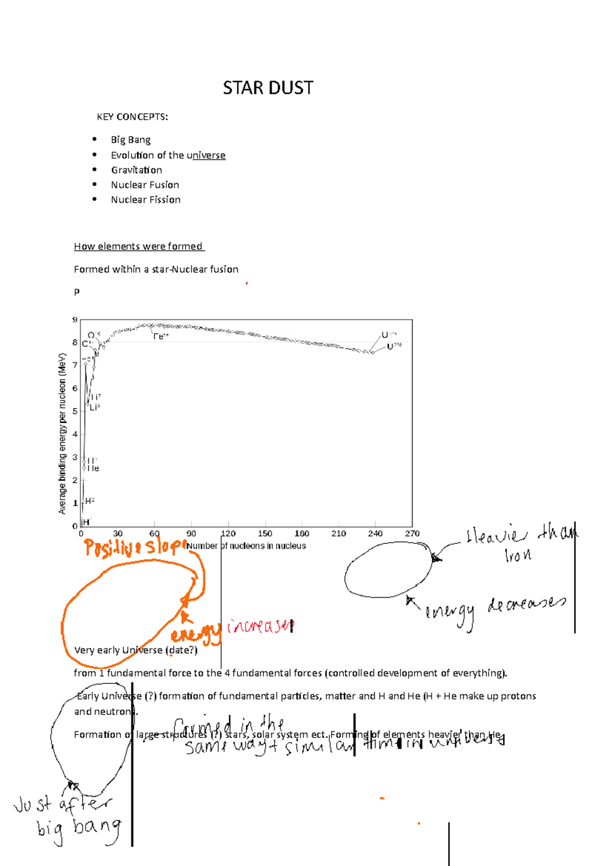 STAR DUST - basic notes on first 4 weeks - STAR DUST KEY CONCEPTS: Big ...