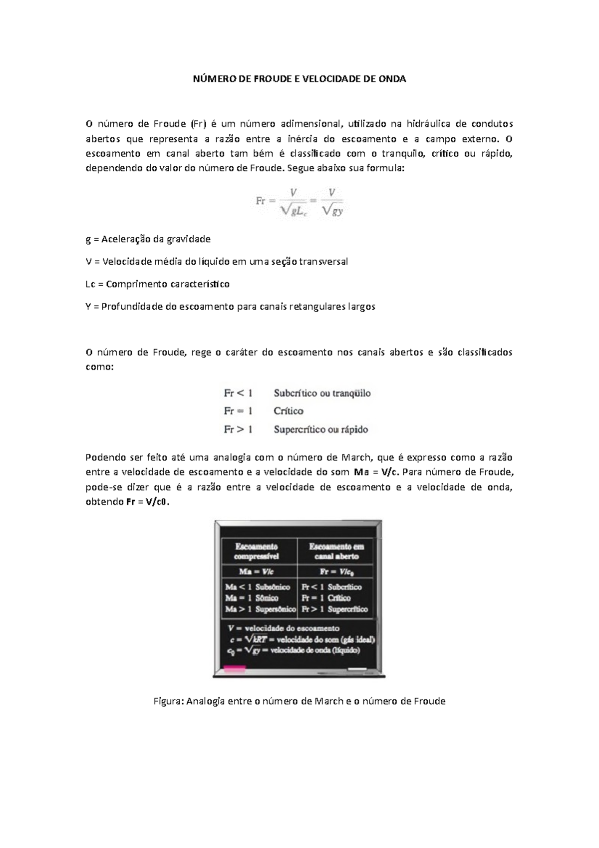 Numero de froude e veloc de onda - NÚMERO DE FROUDE E VELOCIDADE DE ...