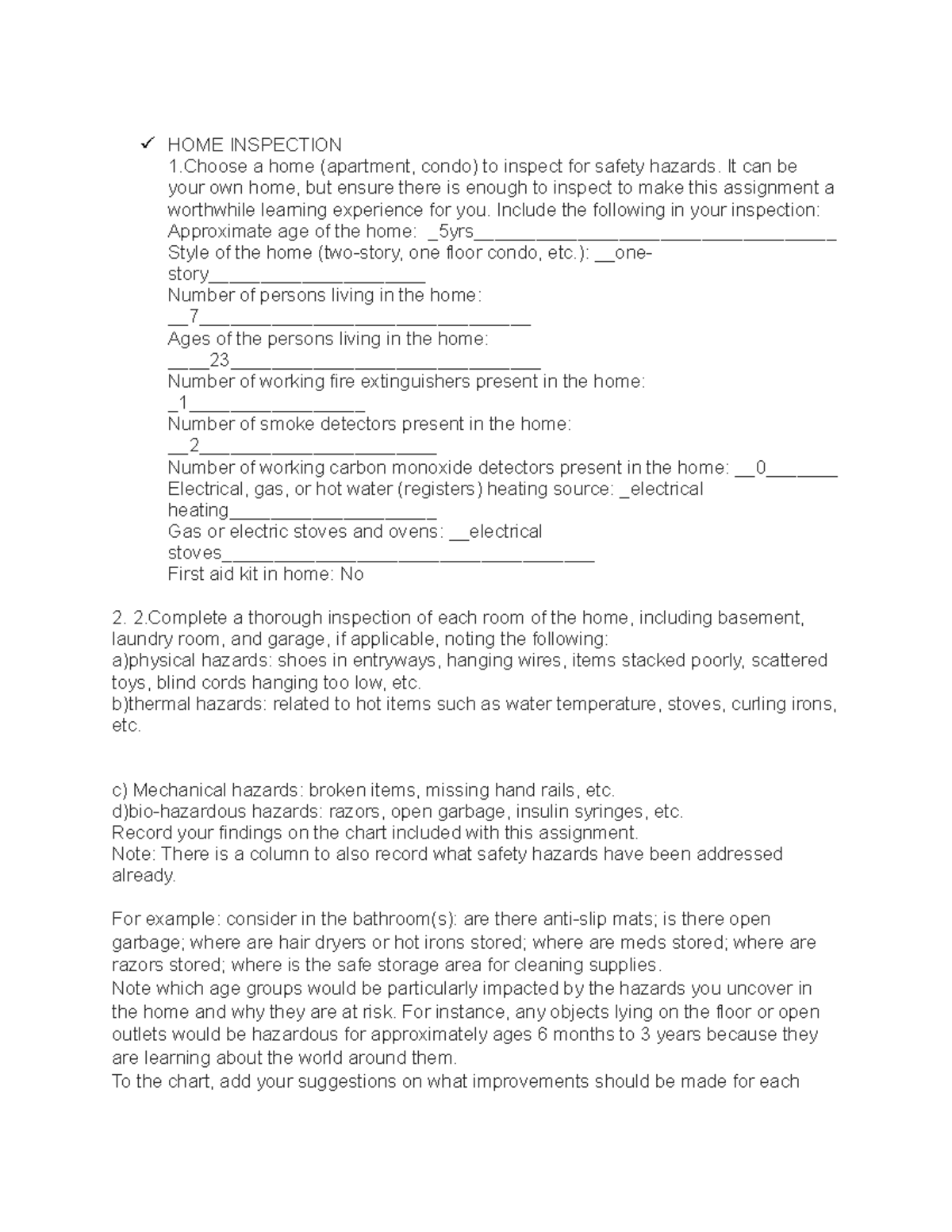 ERIC HOME Inspection - HOME INSPECTION 1 a home (apartment, condo) to ...