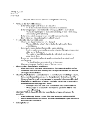 PSYC-475 Chapter 4: Basic Principles of Behavior - Tuesday, February 8 ...