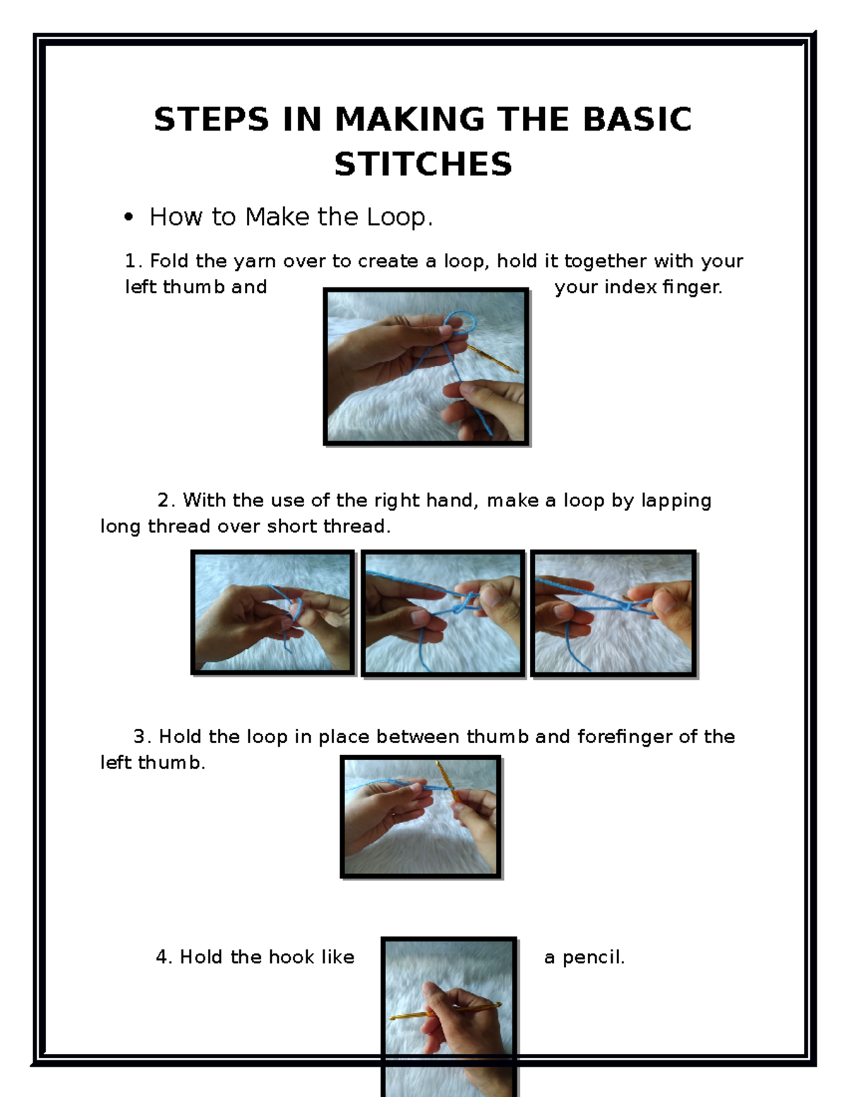 Steps IN Making THE Basic Stitche 1 - STEPS IN MAKING THE BASIC ...